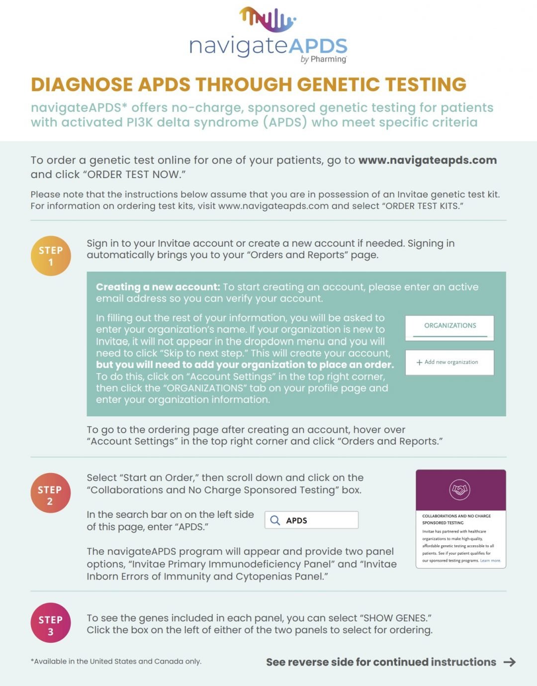 Genetic Testing & Counseling for HCP's with APDS patients